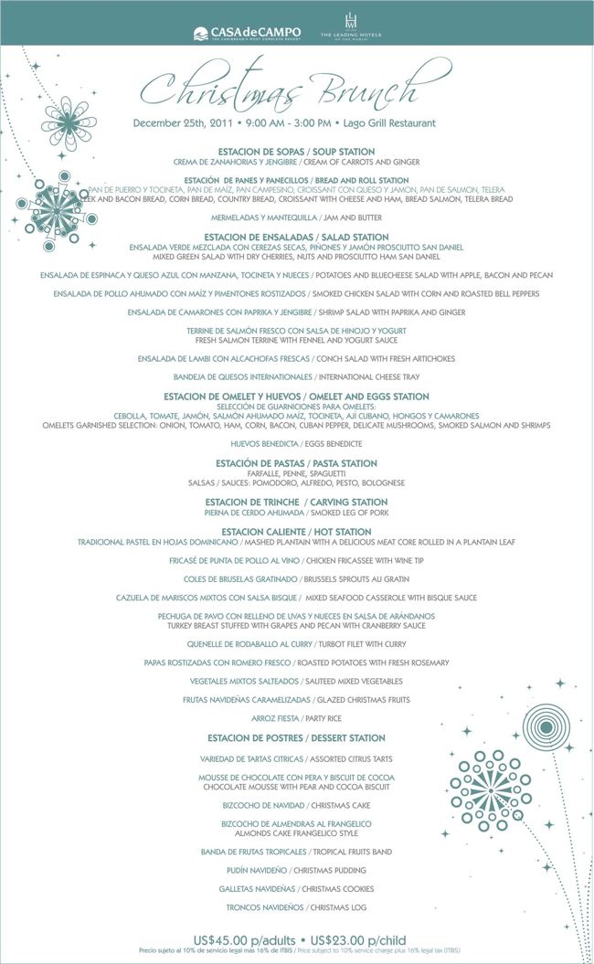 Christmas Special Menus at La Piazzetta, the Beach Club, La Caña and La ...