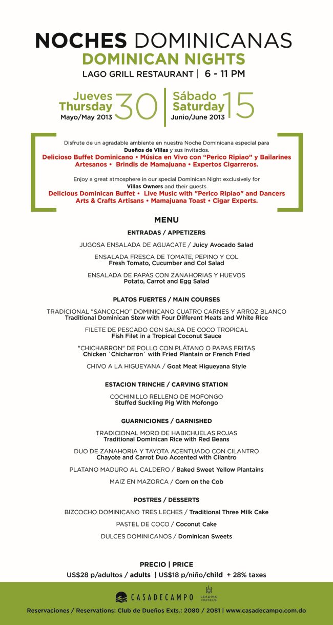 Buffet especial en las "Noches Dominicanas" del restaurante Lago Grill ...